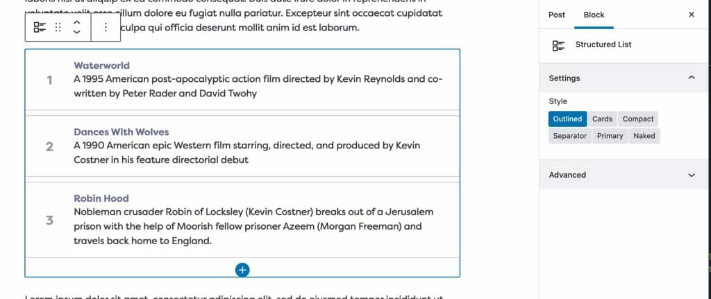 Structured List | Dirigible Support